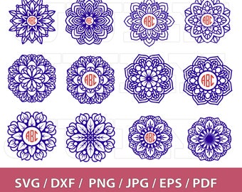 Flower monogram svg | Etsy