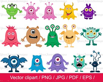 Monsters Clip Art | Etsy