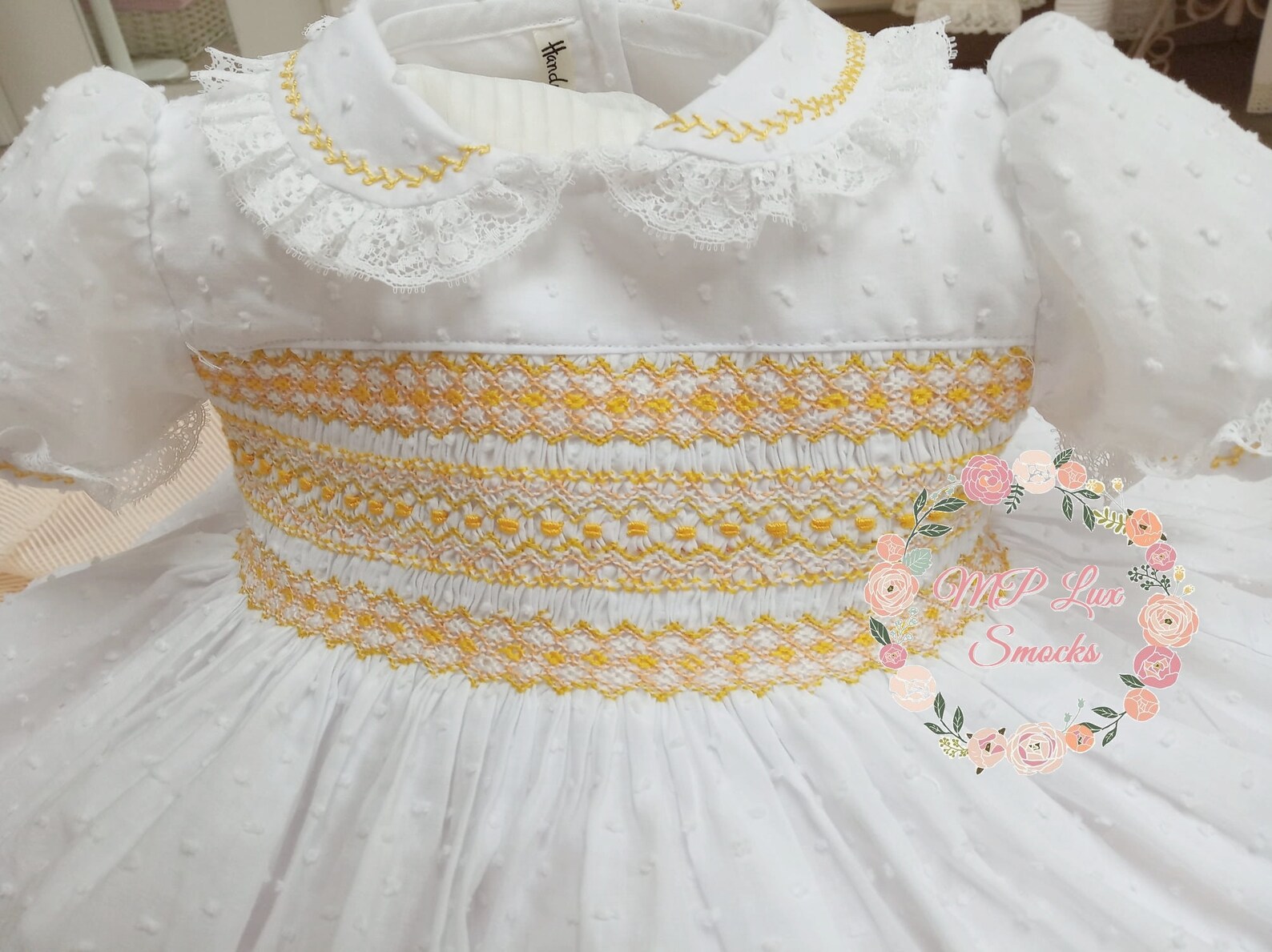 Front and Back Girl's Smocking Dress Made in Swiss White - Etsy