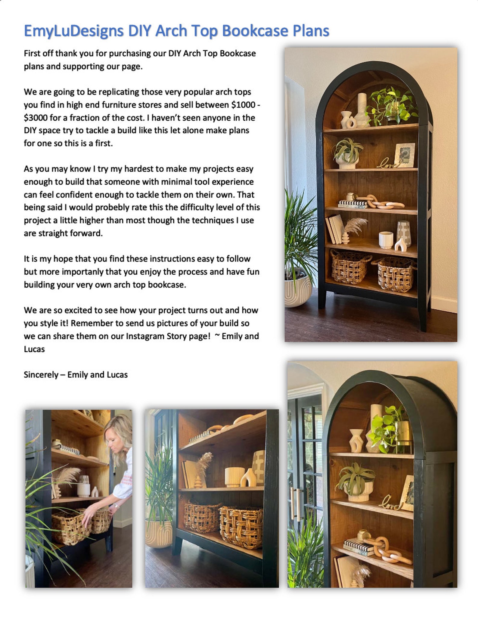 DIY Arch Top Bookcase Furniture Plans - 74 Pages of Detailed ...