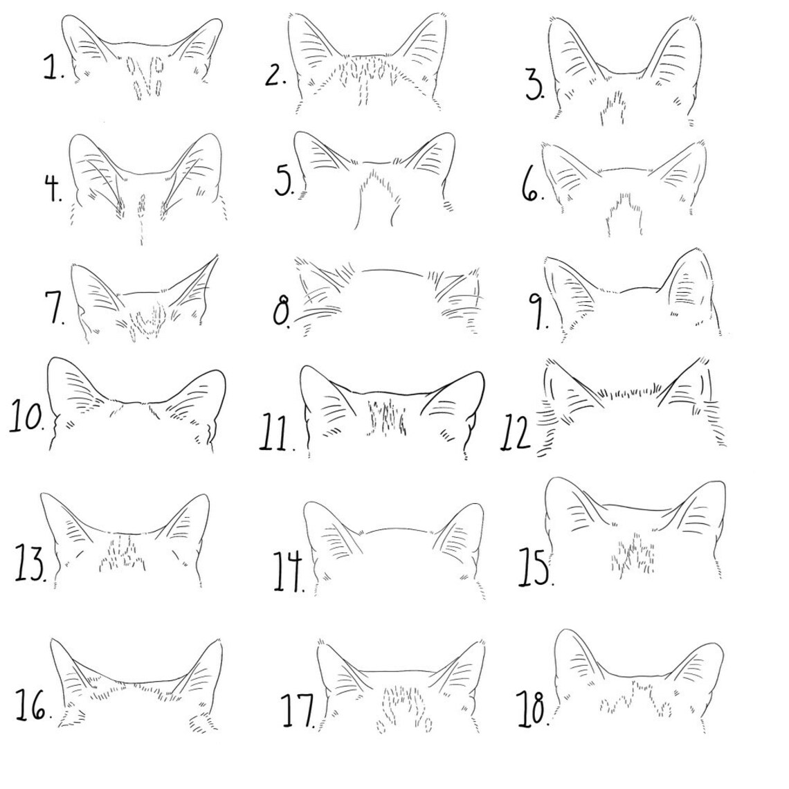 18 Cat Ear Line Drawing Clip Art and Stamps for Procreate - Etsy