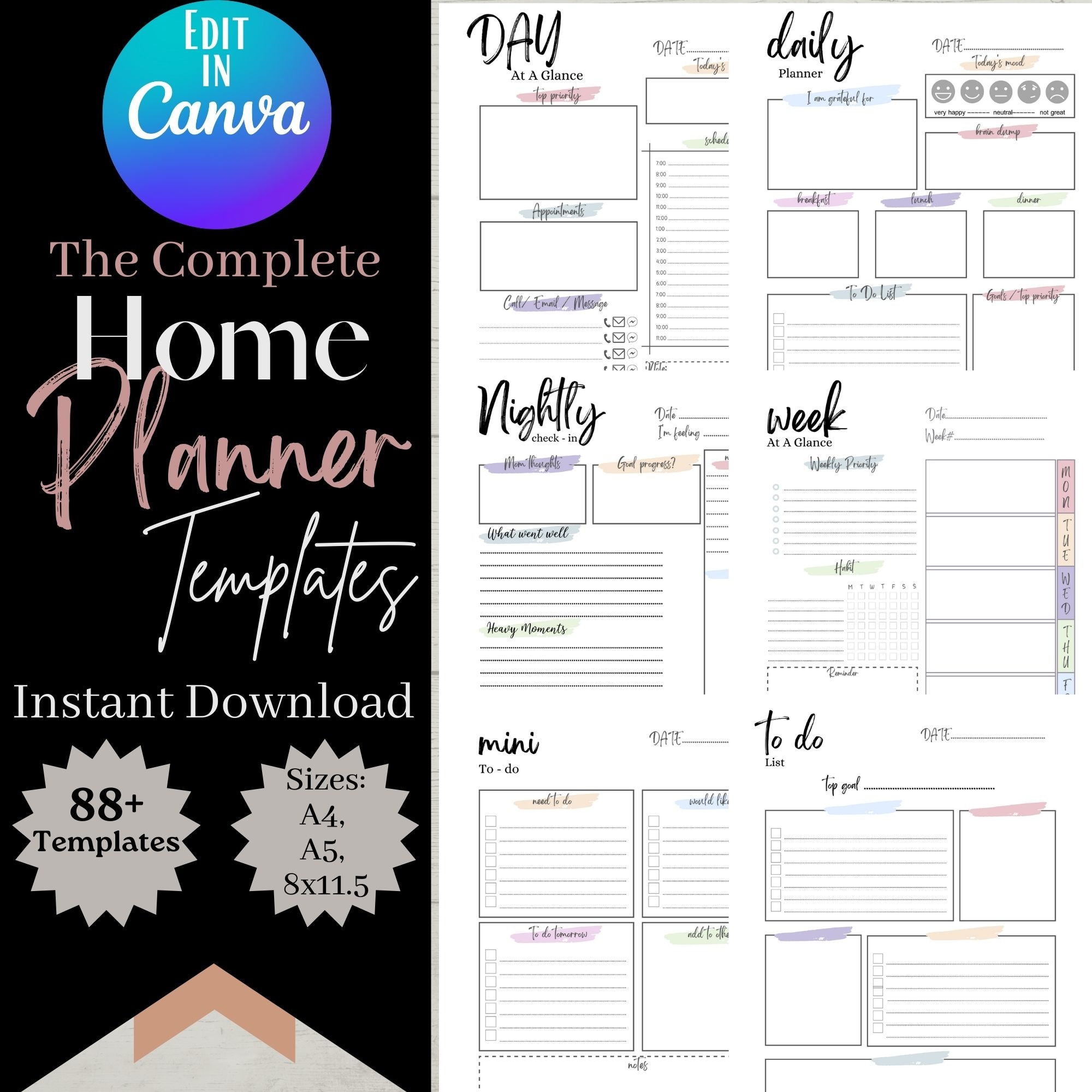 Household Planner CANVA Template Household Organizer Kit Home Planner ...
