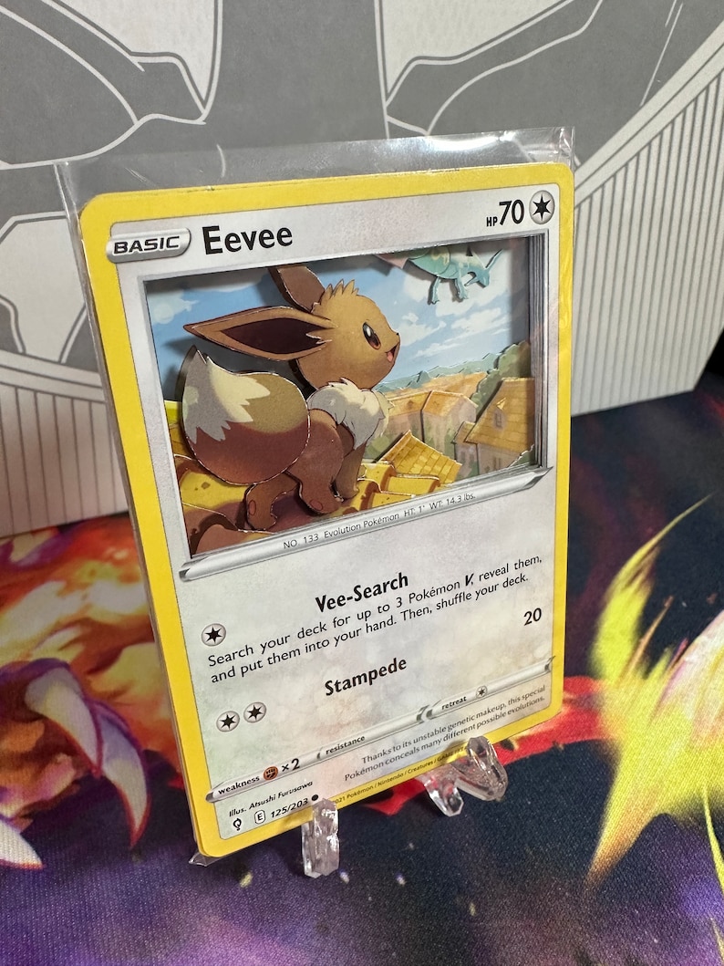 Eevee 3D Pokemon Card - Etsy