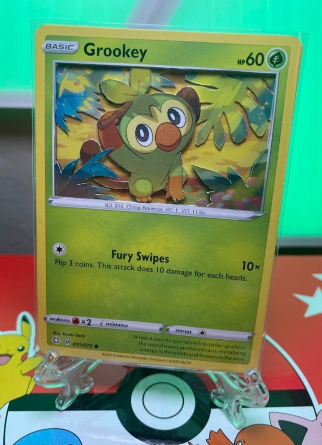 Grookey 3D Pokemon Card - Etsy