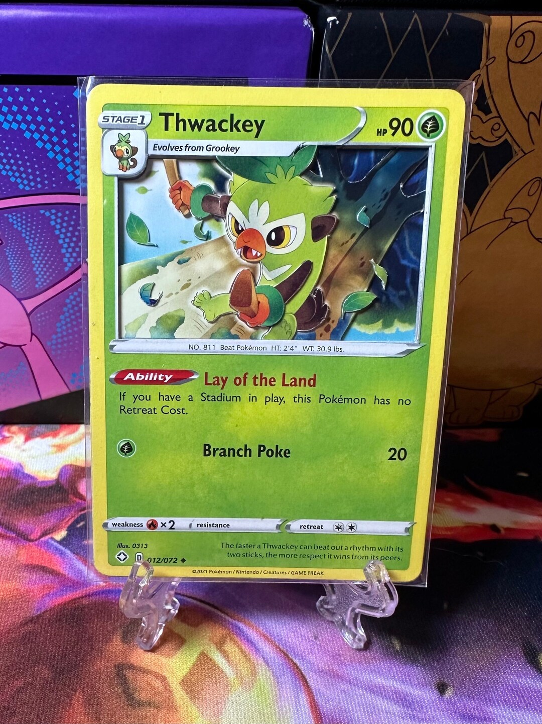 Thwackey 3D Pokemon Card - Etsy
