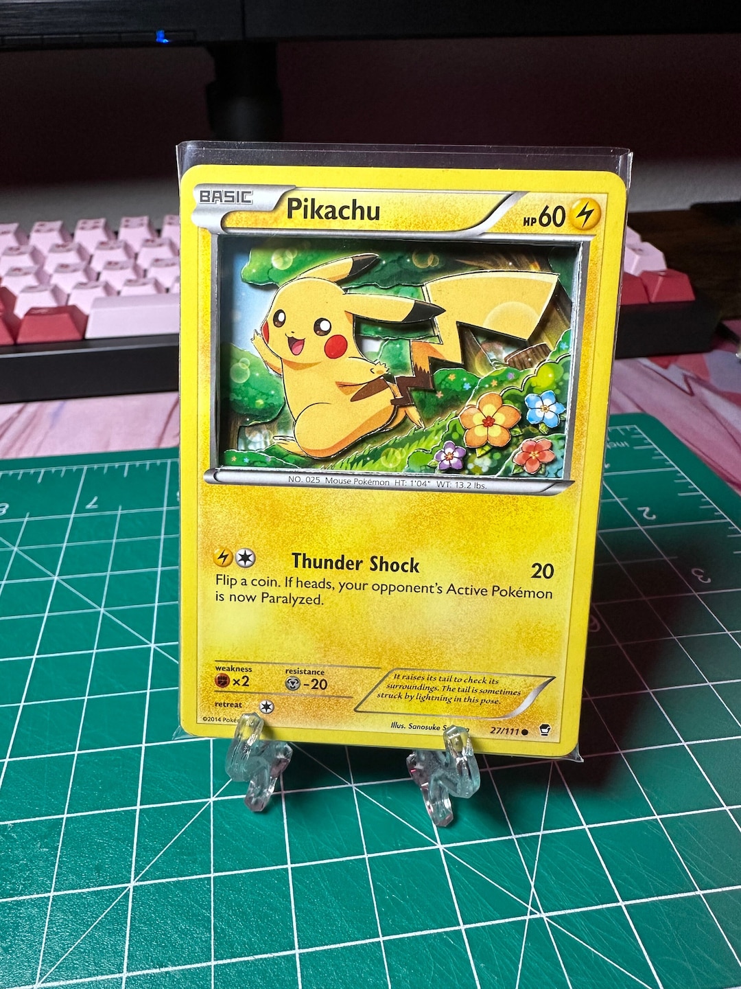 Pikachu (flowers) 3D Pokemon Card - Etsy
