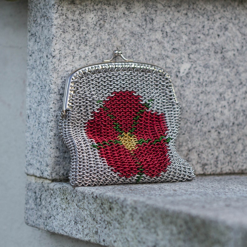 Purse Wallet - Chainmail Purse - Purse Roses - Red Rose - Art Nouveau ...