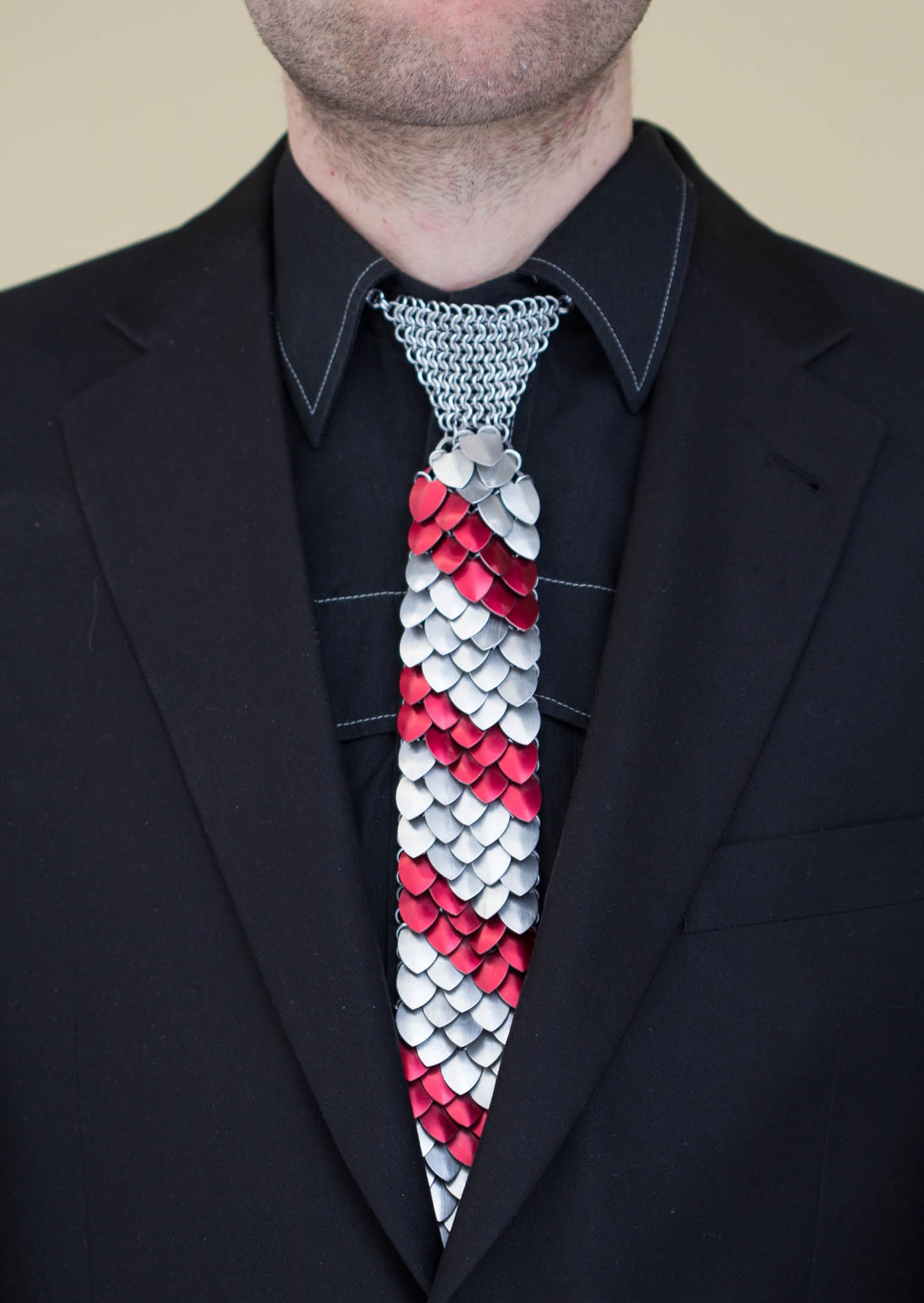 Chainmaille Tie Dragon Scale Tie Stripe Tie Scalemaille Necktie ...