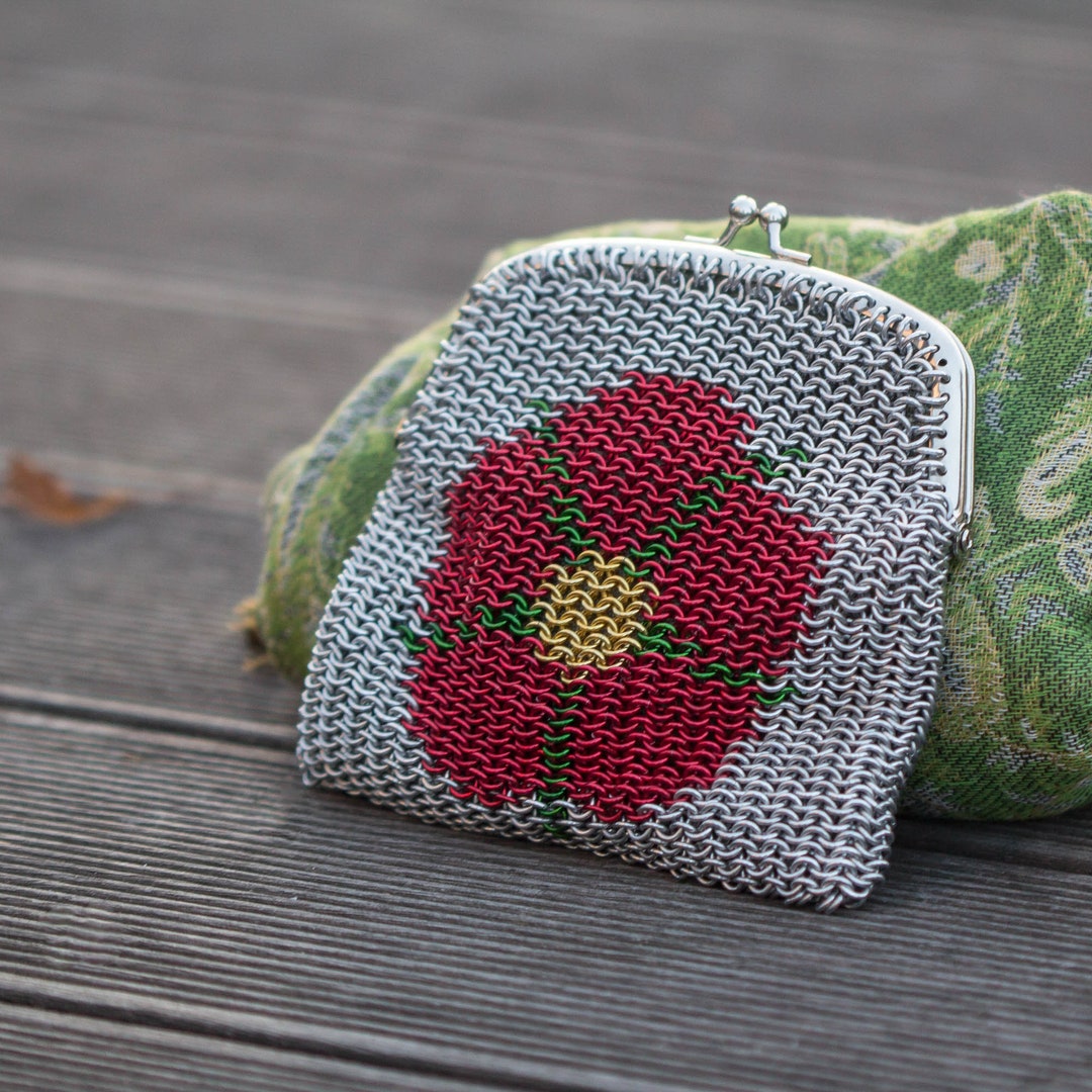 Purse Wallet - Chainmail Purse - Purse Roses - Red Rose - Art Nouveau ...