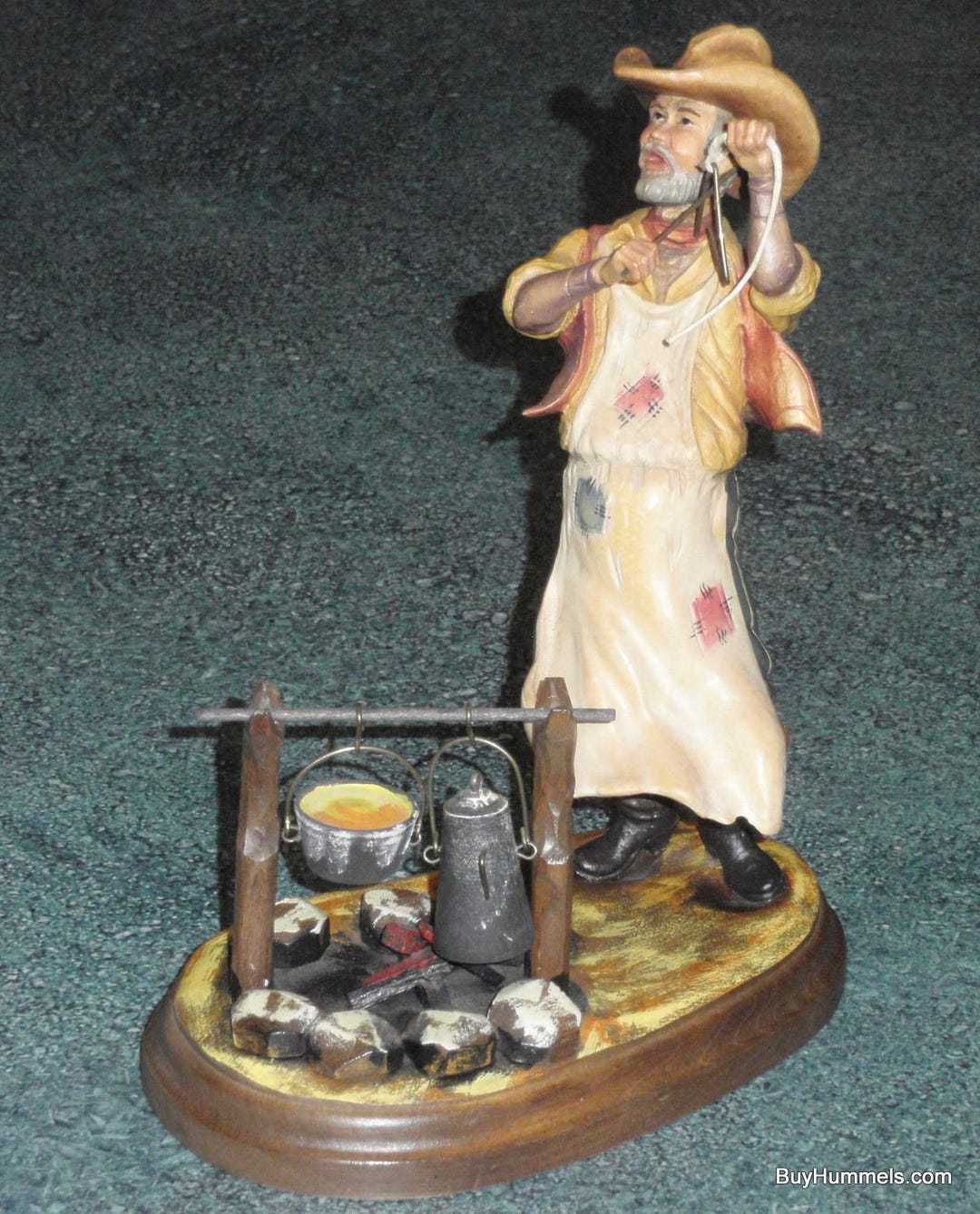 Anri John H Kittelson Supper Time Camp Fire Cowboy 8" Chuck Wagon Wood ...