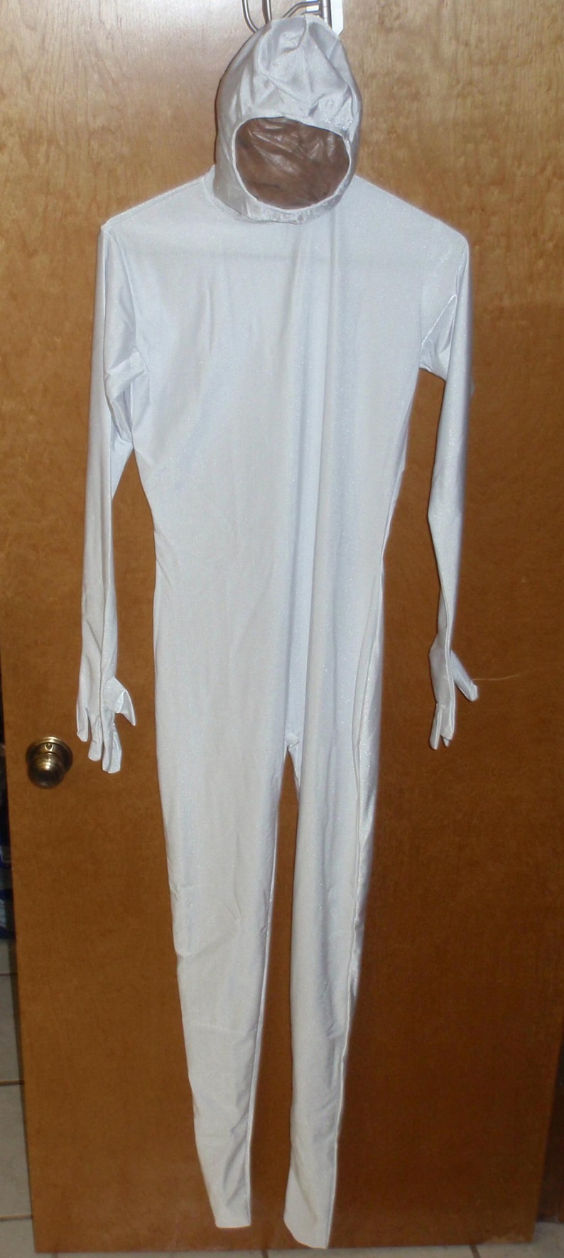 Ghost White Unitard 2nd Skin Halloween Costume Zentai Altskin Gimp Open ...