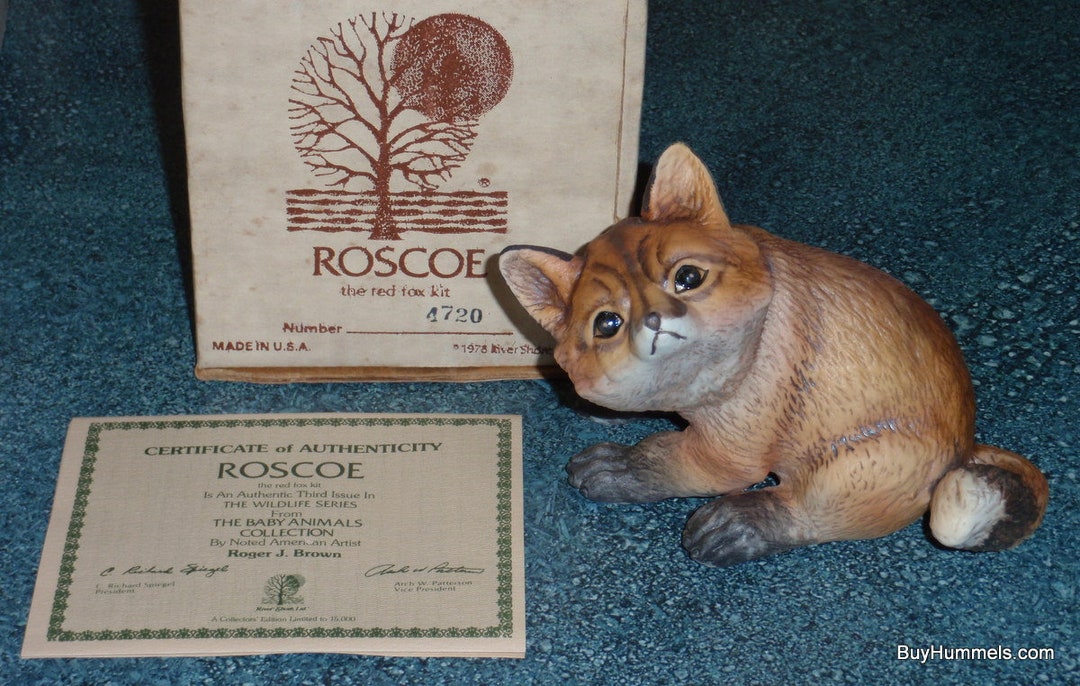 ROGER BROWN 1979 ROSCOE Baby Red Fox Kit Porcelain Animal Figurine ...