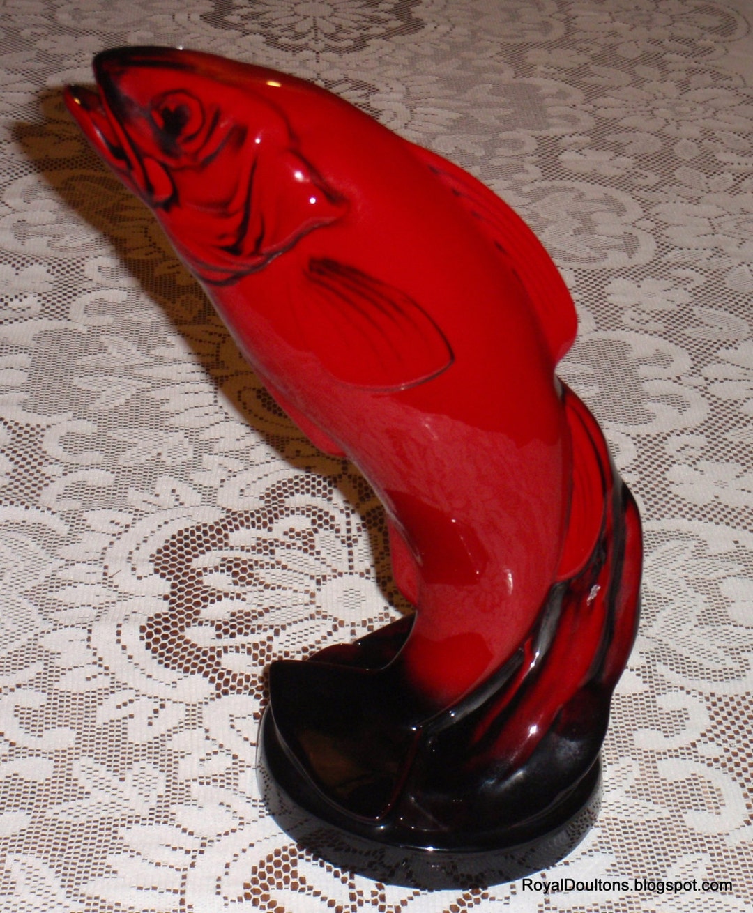 ULTRA RARE Royal Doulton Flambe Leaping Salmon Antique Collectible Fish ...