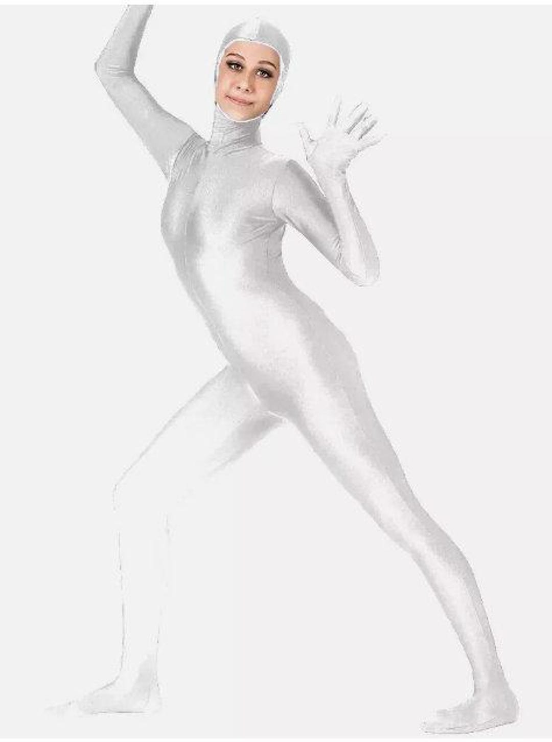 Ghost White Unitard 2nd Skin Halloween Costume Zentai Altskin Gimp Open ...