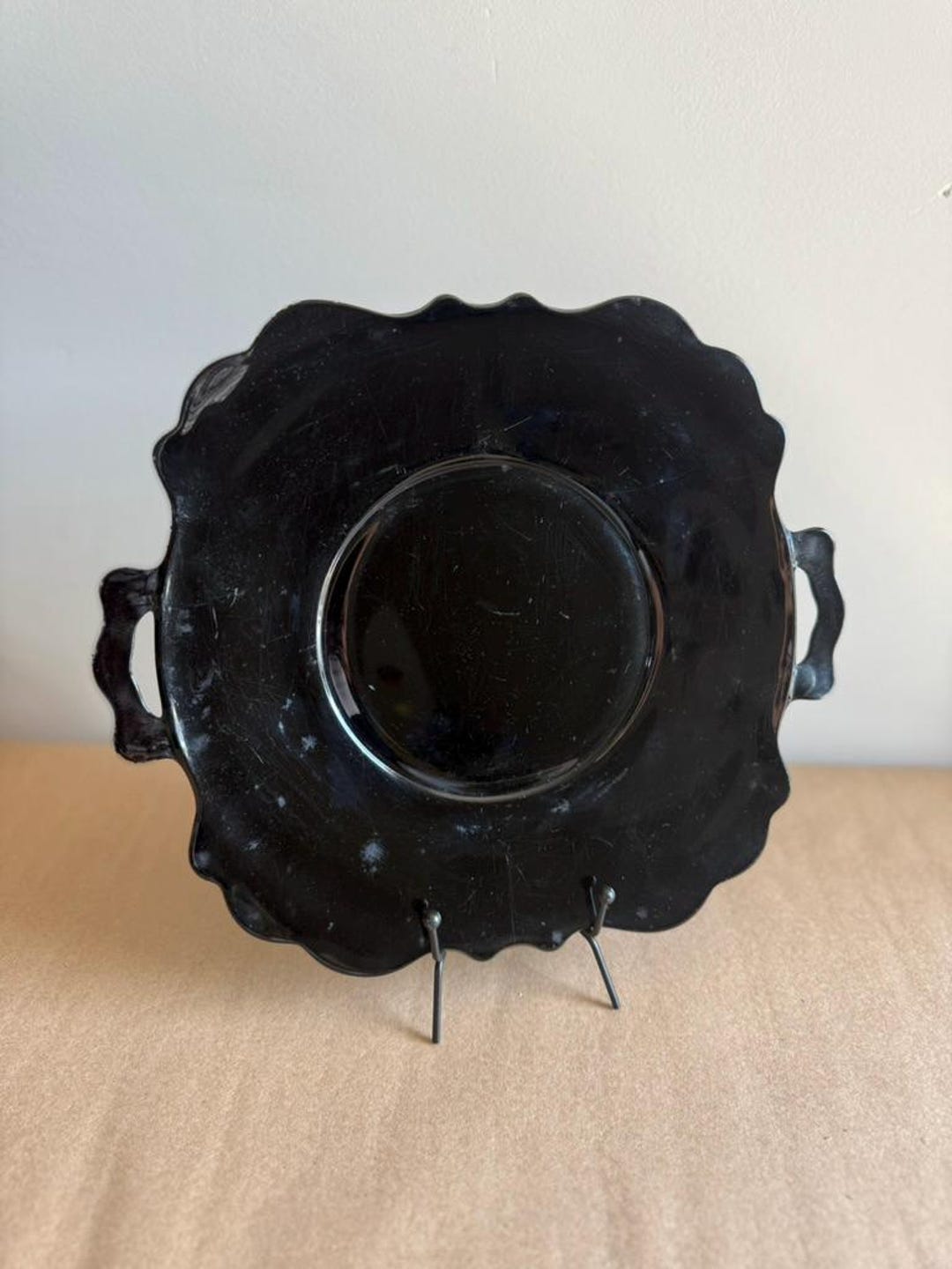 Vintage Black Glass Handled Plate With Purple Glow, 11.5” Amethyst ...