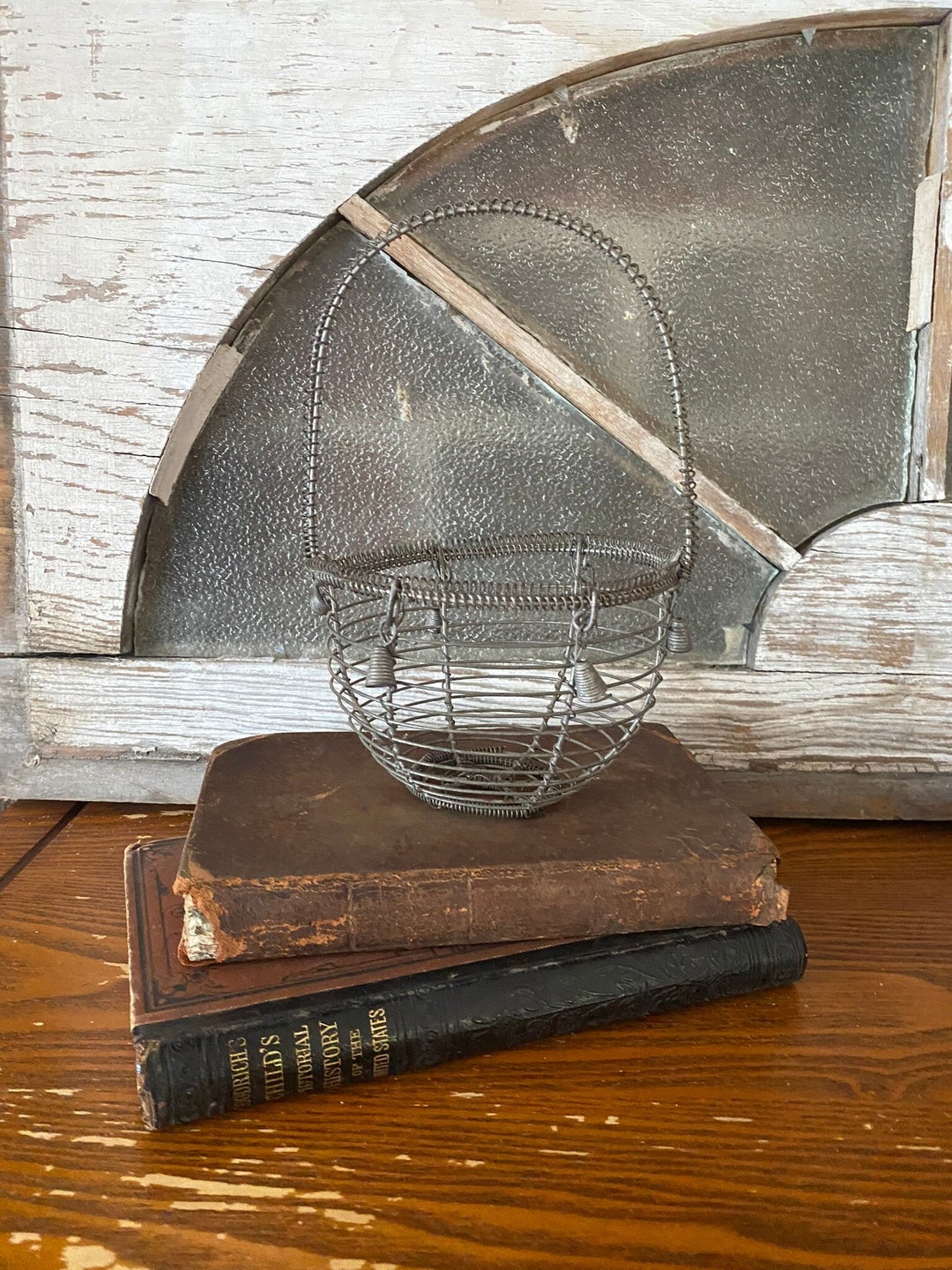 Small Antique French Wire Basket With Handle, French Wire, Antique ...