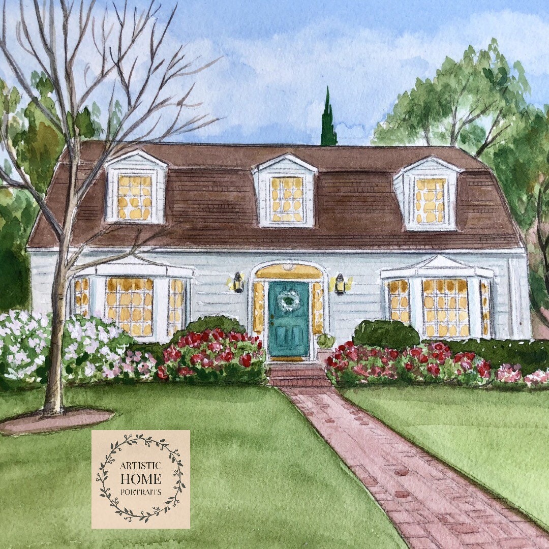 Personalized Home Watercolor from photo Painting of home | Etsy