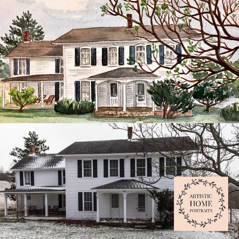 Hand Painted House Portrait Personalized Watercolor Painting - Etsy