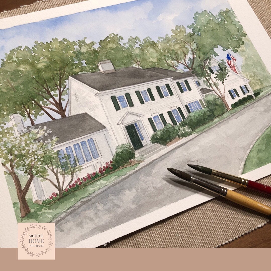 Personalized Home Watercolor from photo Painting of home | Etsy
