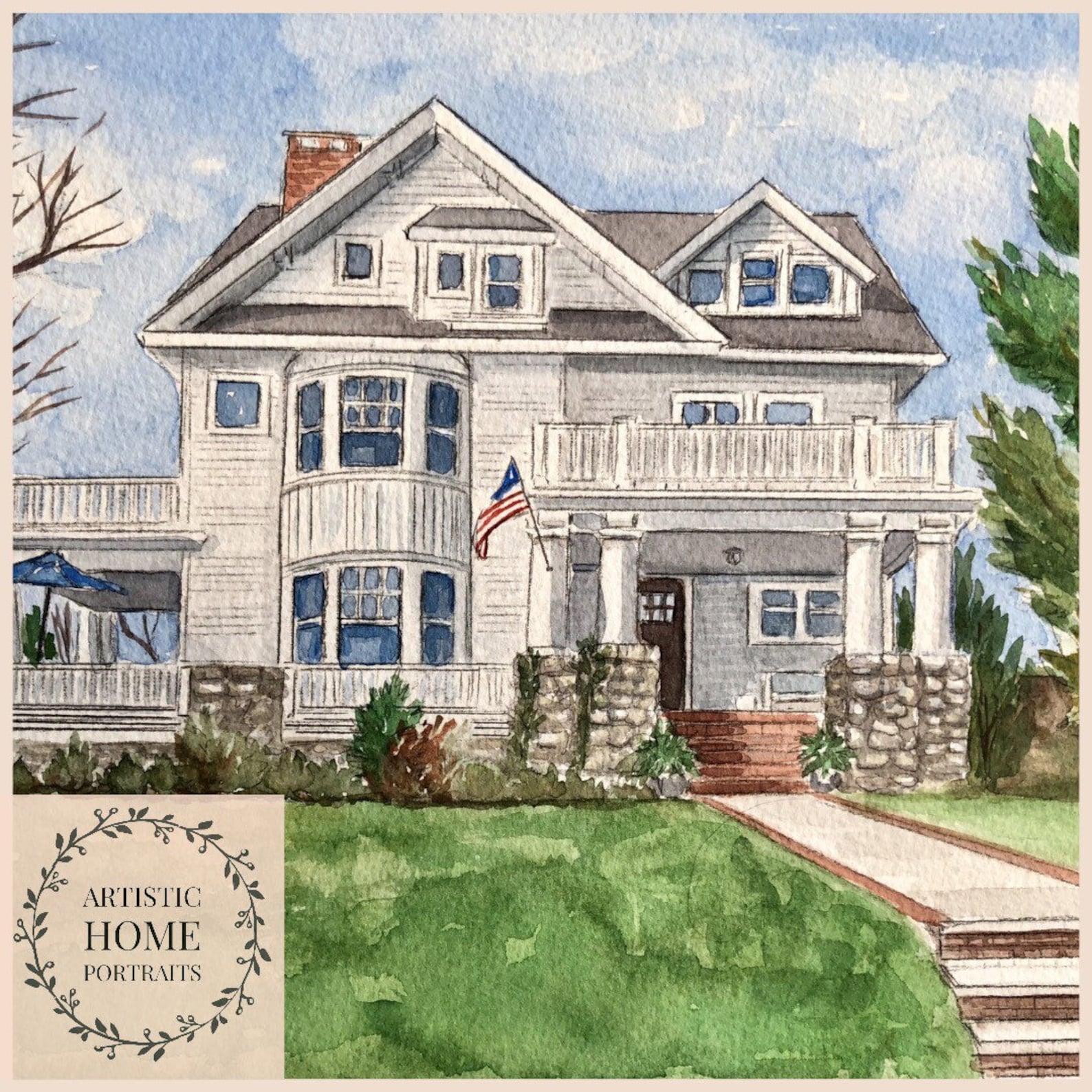 Custom Home Watercolor Painting of Home House Portrait From - Etsy