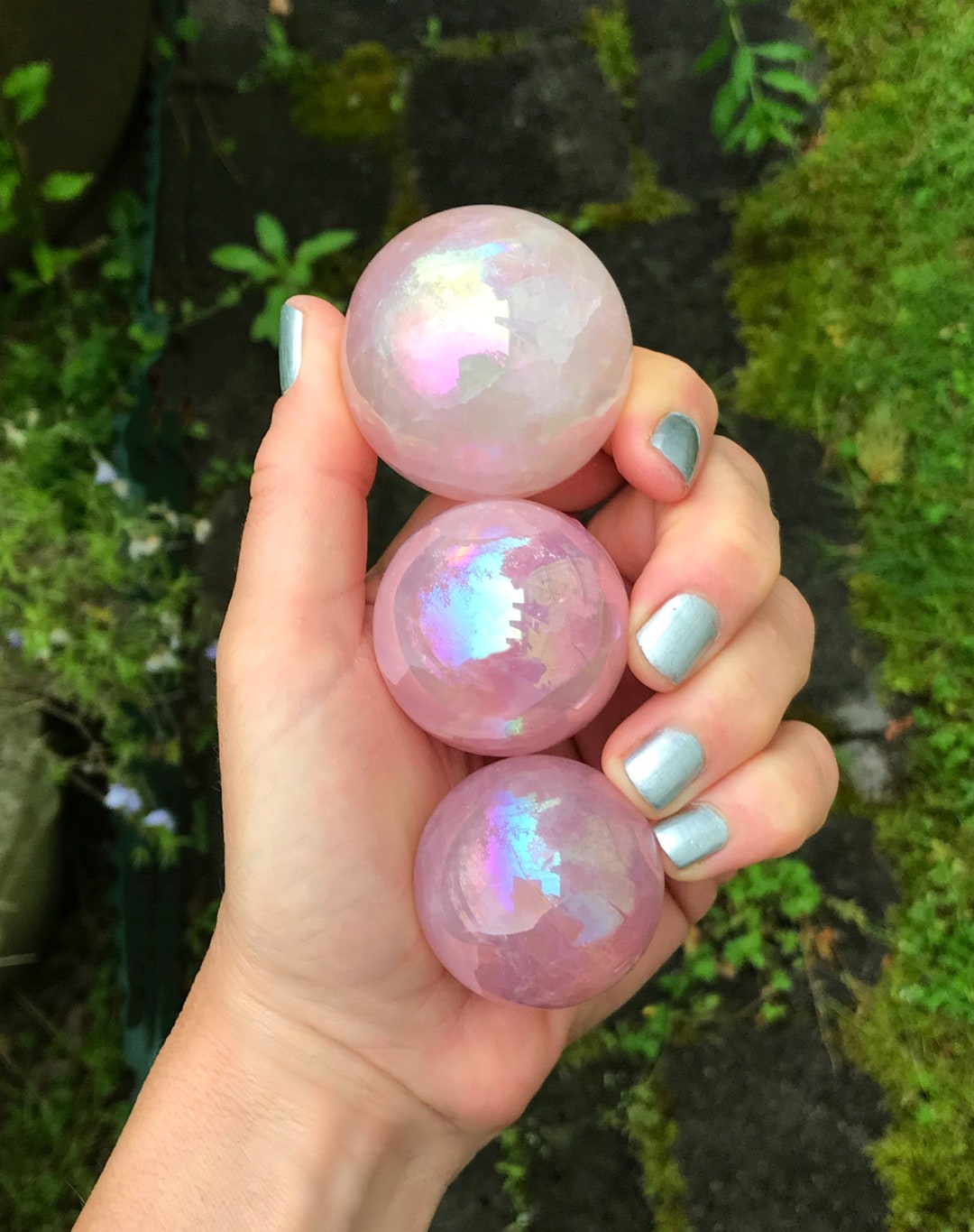 Angel Aura Rose Quartz Spheres ~ Opal Aura Rose Quartz Crystal Ball ...