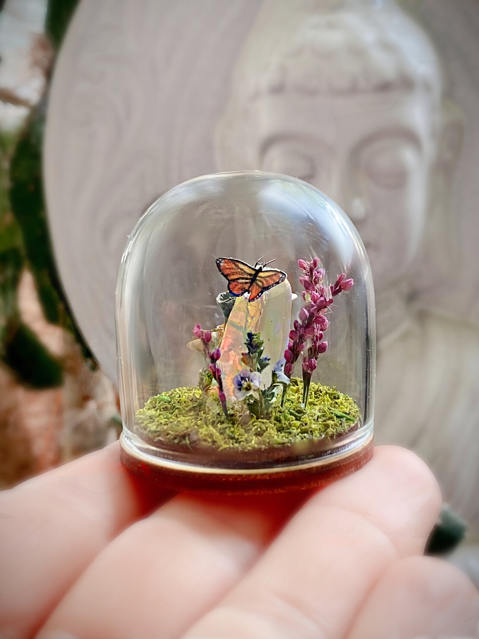 Miniature Art Crystal Forest Cloche Angel Aura Quartz | Etsy