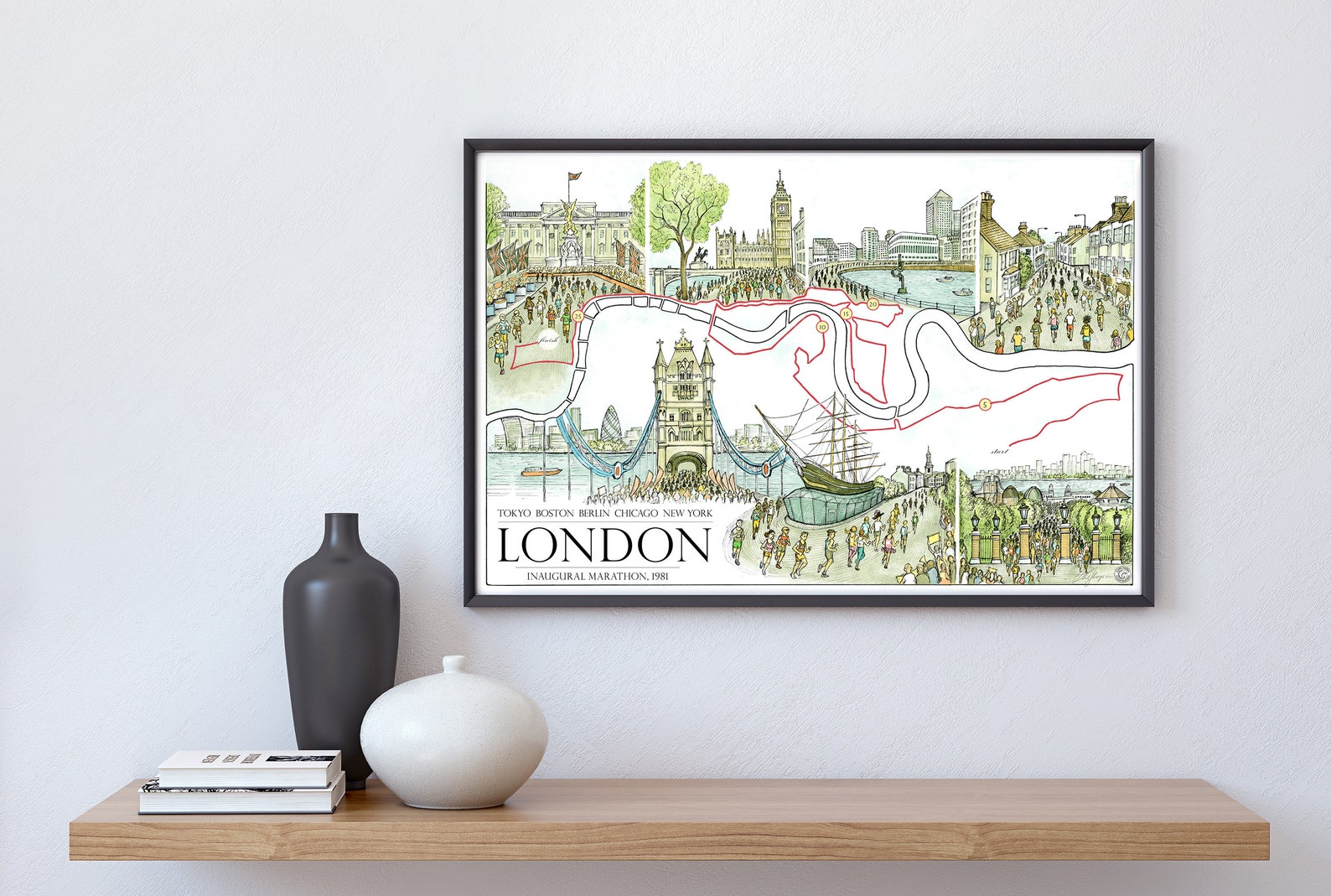 London: the Marathon Map | London Marathon, London Marathon Gift ...