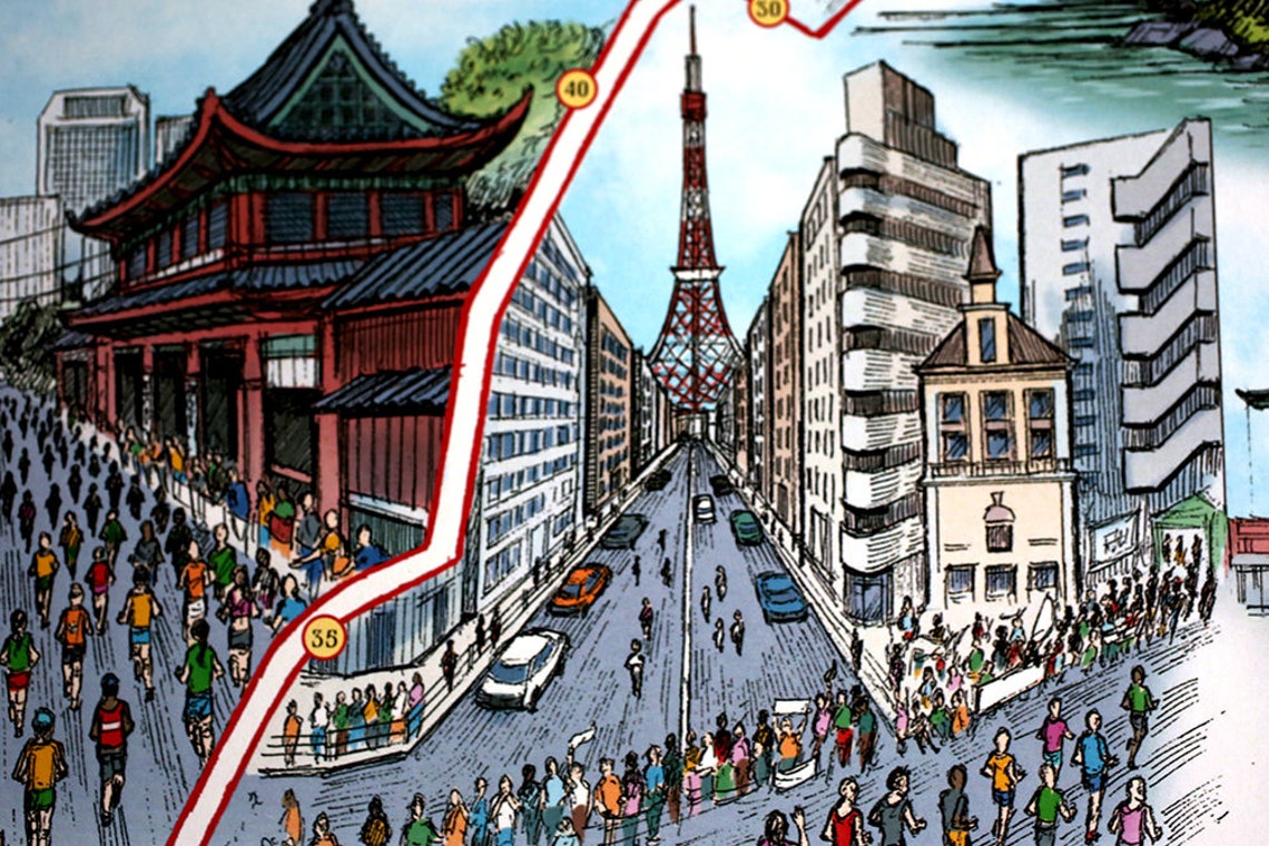 Tokyo: the Marathon Map Tokyo Marathon Map Tokyo Marathon - Etsy