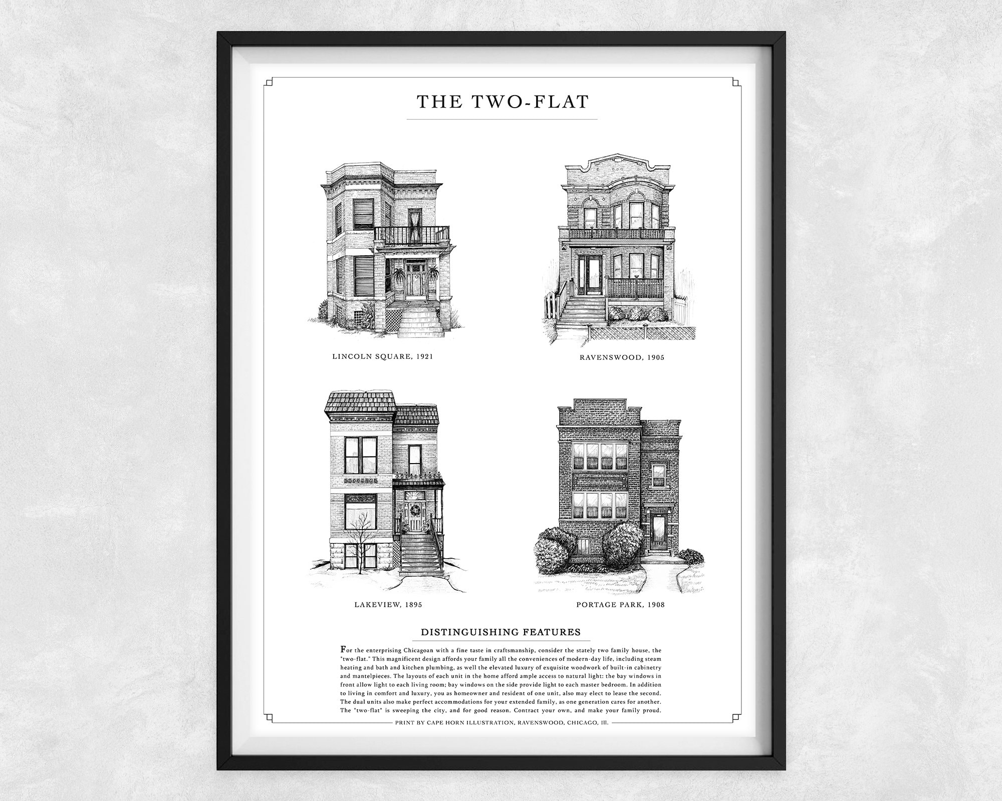 Two-flat Home Styles Print | Chicago Neighborhood Architecture Series ...