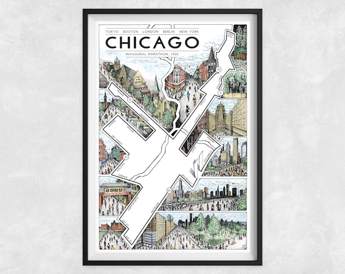 Chicago: the Marathon Map Chicago Marathon Map Illustrated Marathon Map ...
