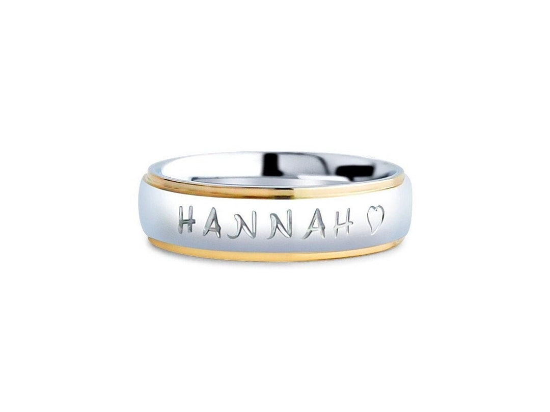 Personalized Two Tone Stainless Steel Ring - Etsy