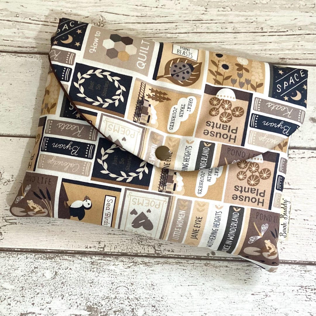 Sepia Book Buddy Clutch, Bookcase Book Cover, Brown Book Lover Gift ...