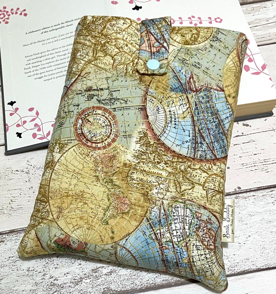Metallic Atlas Book Buddy, Vintage Map Book Cover, Bookish Reader Gift ...