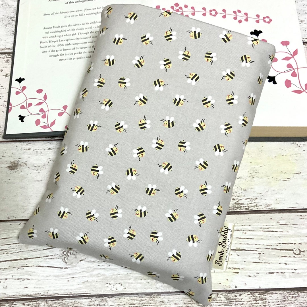 Bees Book Sleeve: Padded Cotton Book Cover, Bookish Gift - Etsy