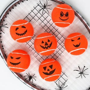 Six Spooky Pre-printed Halloween Theme Pumpkin Tennis Balls - Etsy