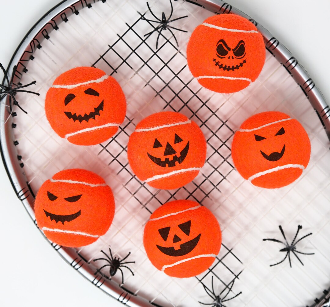 Six Spooky Pre-printed Halloween Theme Pumpkin Tennis Balls - Etsy