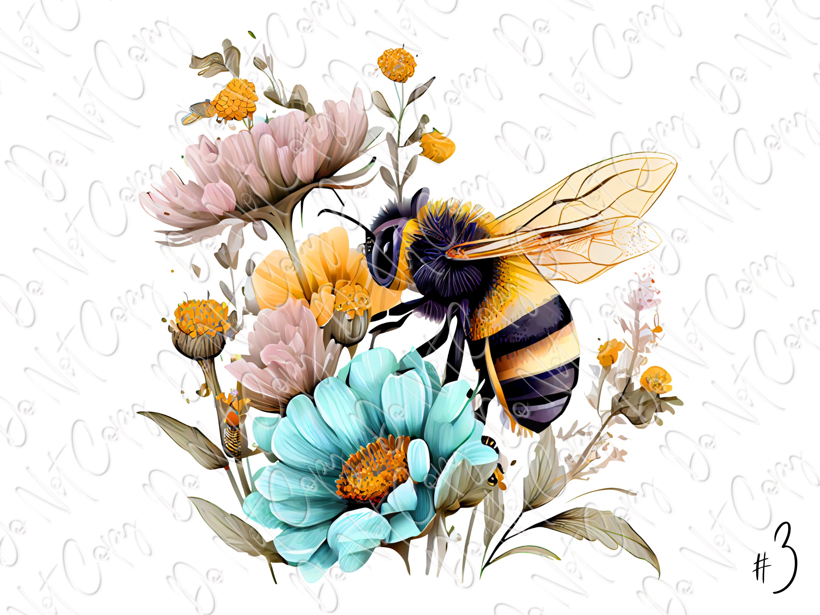 Bees, SUBLIMATION TRANSFER, Ready to Press Transfer, Flower Transfer ...