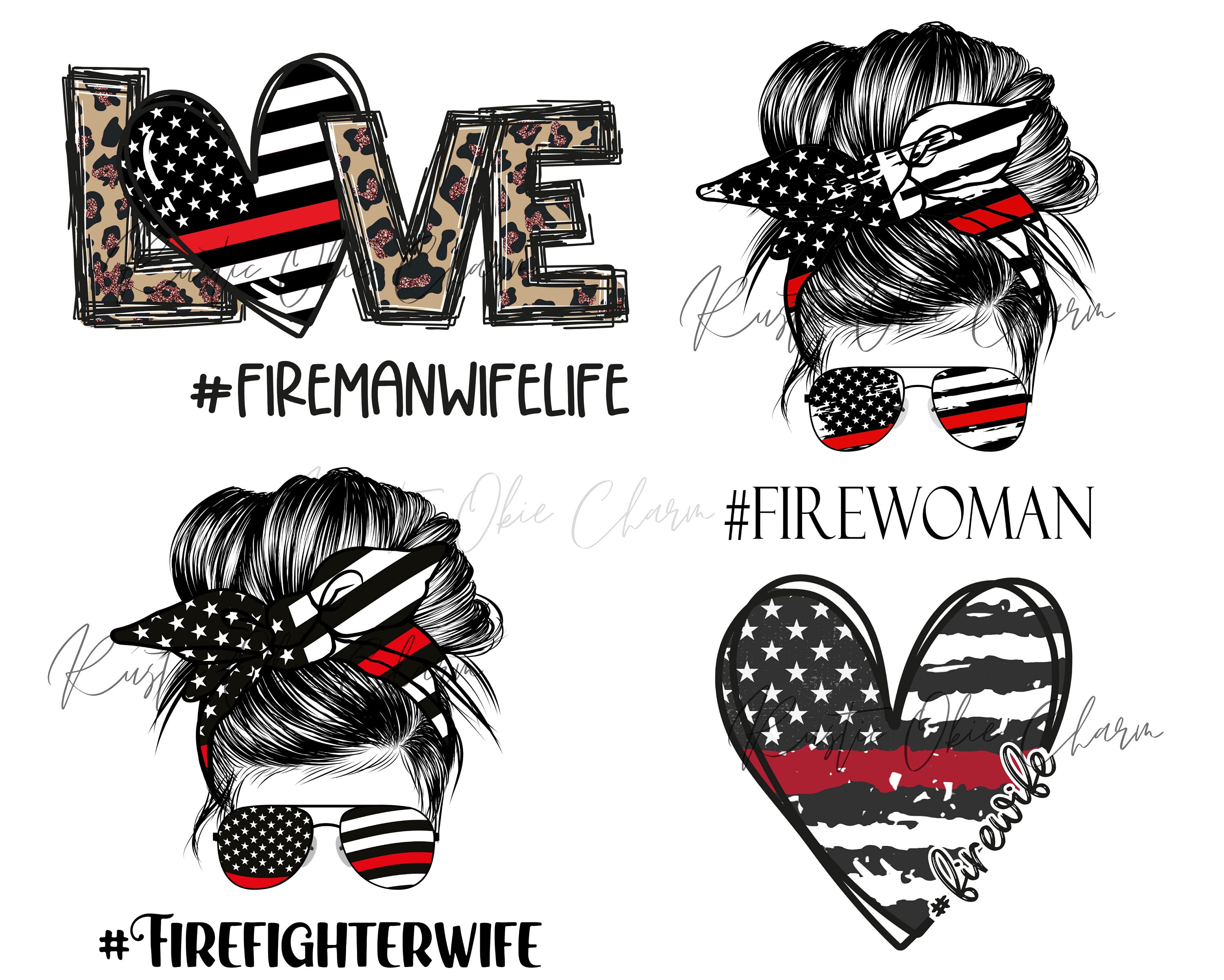 Fire Woman Firefighter Wife Heart SUBLIMATION TRANSFER | Etsy