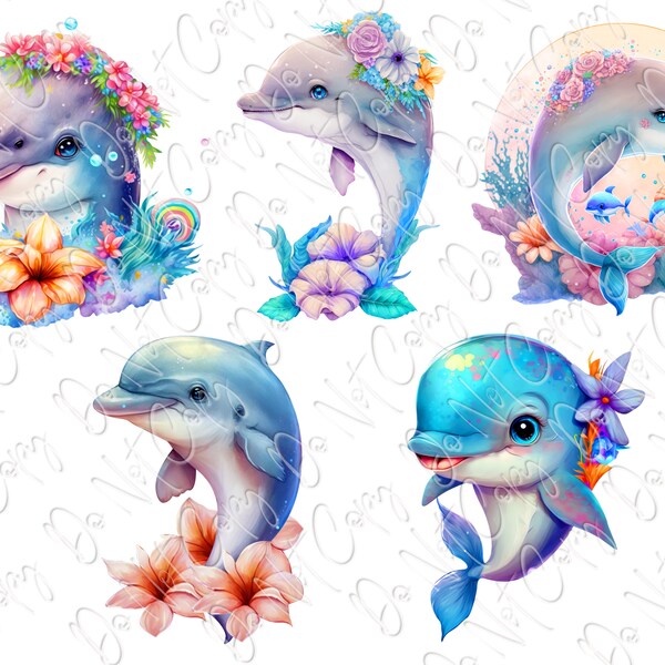 Cute Dolphin Art - Etsy