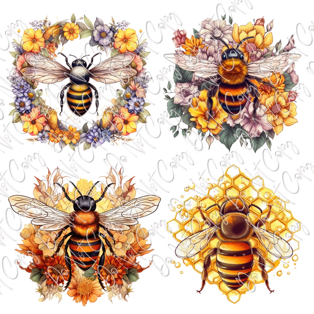 Bee, SUBLIMATION TRANSFER, Ready to Press Transfer, Watercolor, Flower ...