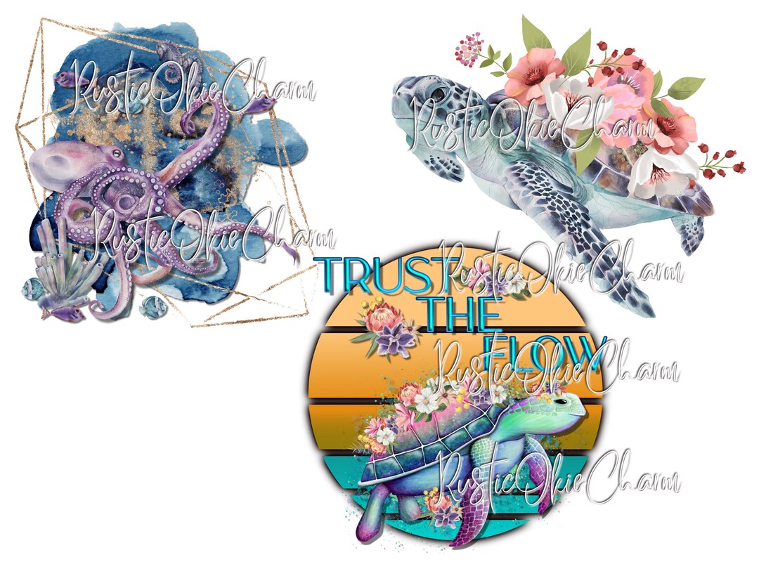 Sea, SUBLIMATION TRANSFER, Ready to Press Transfer, Beach, Octopus ...