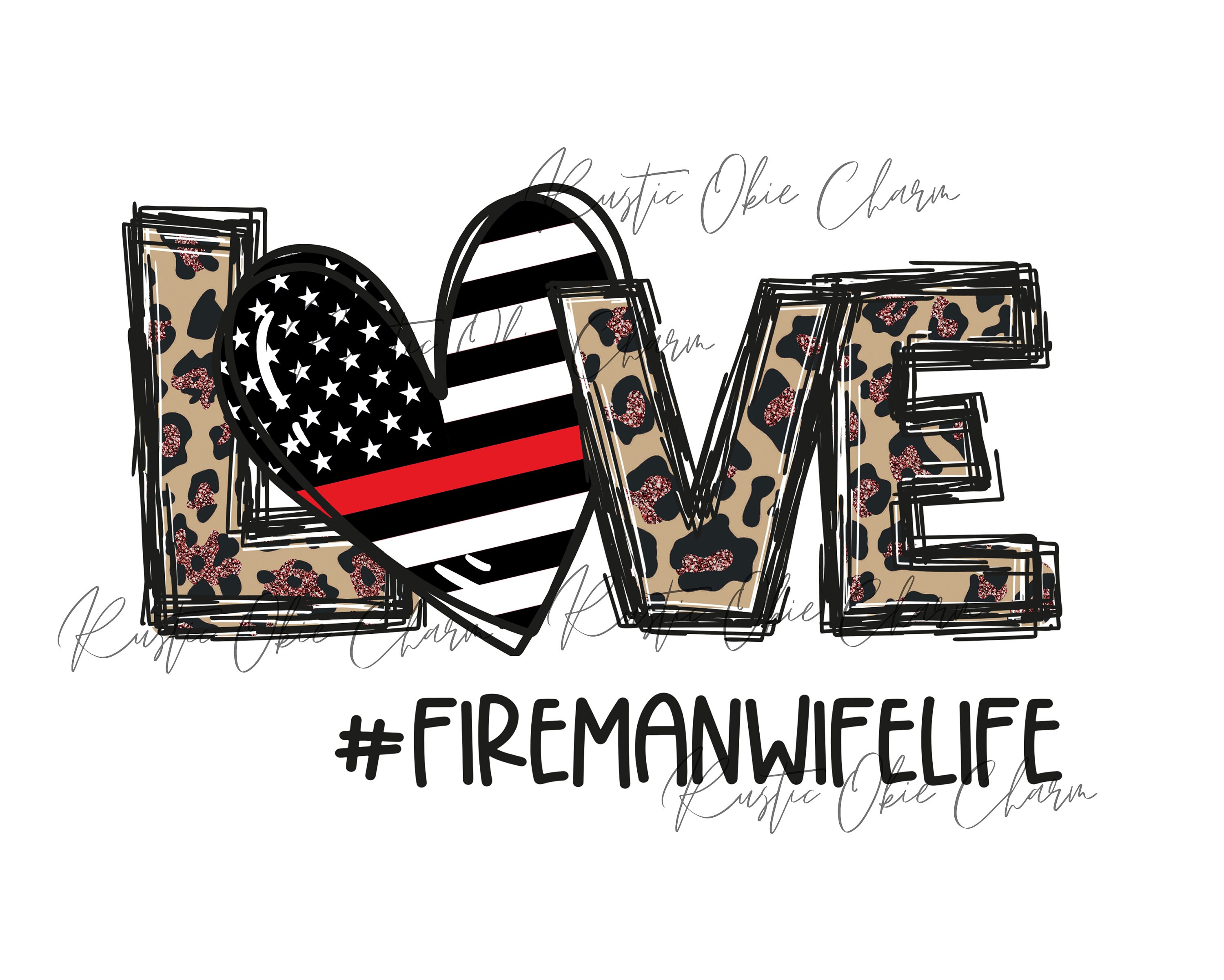 Fire Woman Firefighter Wife Heart SUBLIMATION TRANSFER | Etsy