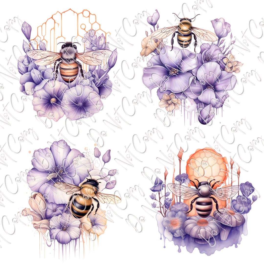 Bee, SUBLIMATION TRANSFER, Ready to Press Transfer, Watercolor, Flower ...