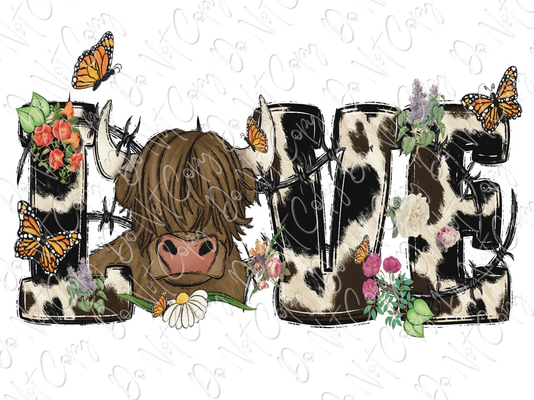 Cow SUBLIMATION TRANSFER, Ready to Press Transfer, LOVE, Spring ...