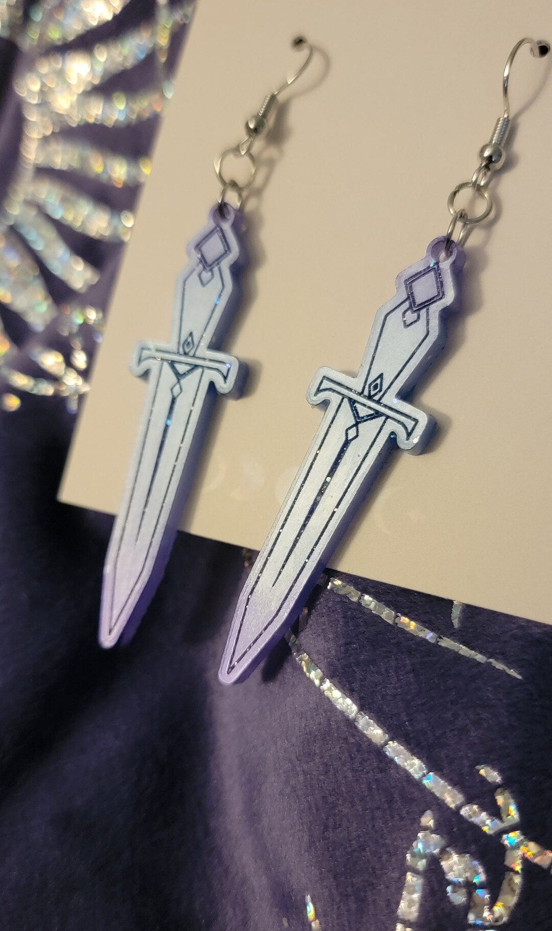 Cosmic Dagger Kawaii Sword Color Shifting Sparkle Dangle Earrings - Etsy