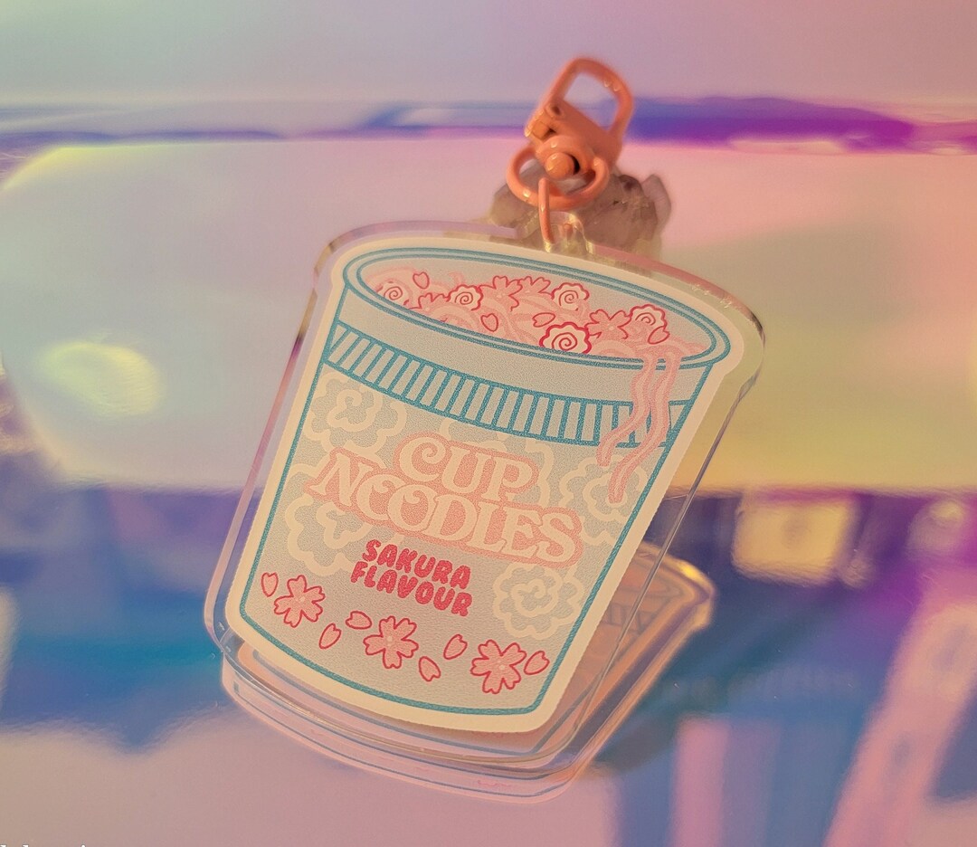 Kawaii Sakura Cup Noodles Pastel Key Chain - Etsy