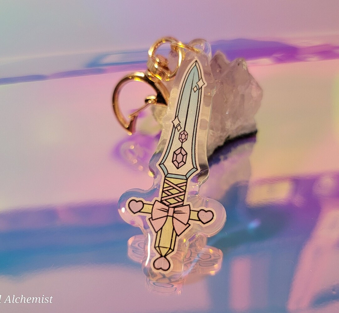 Kawaii Glitter Fantasy Dagger Sword Keychain - Etsy