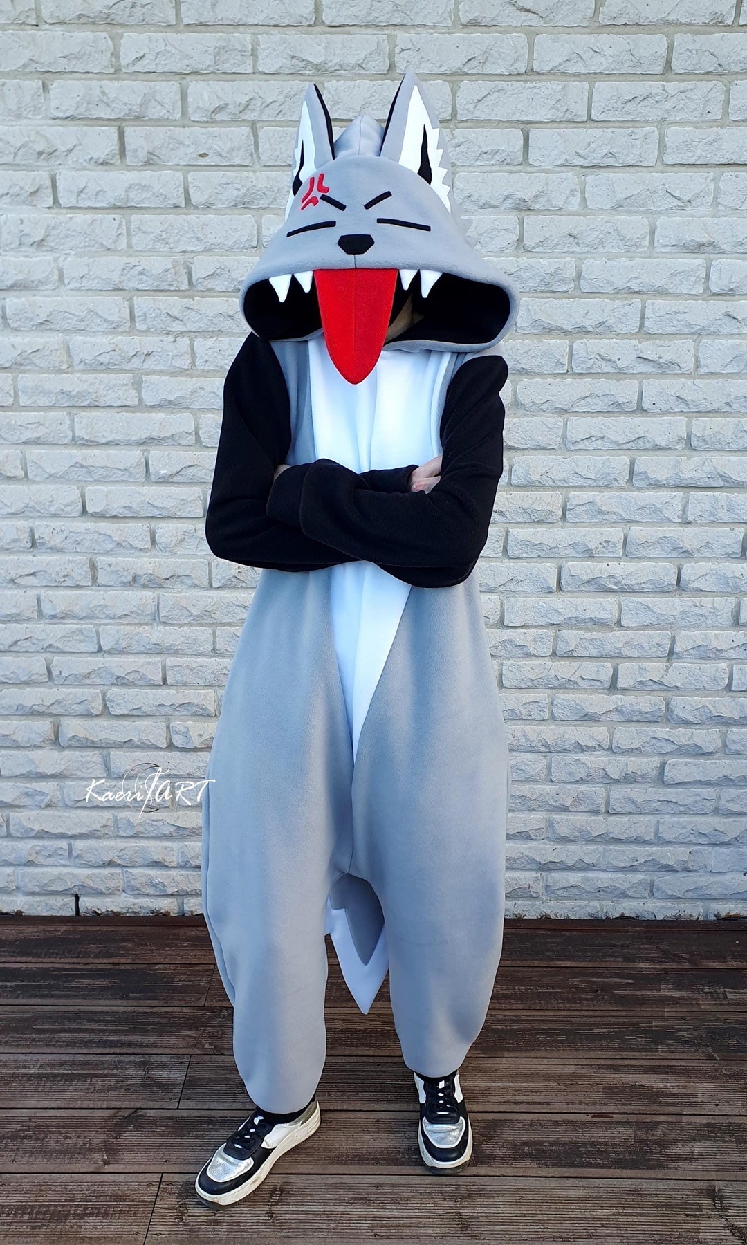Handmade Grey Wolf Kigurumi Pajamas - Custom Furry Suit, Fursona Pjs ...