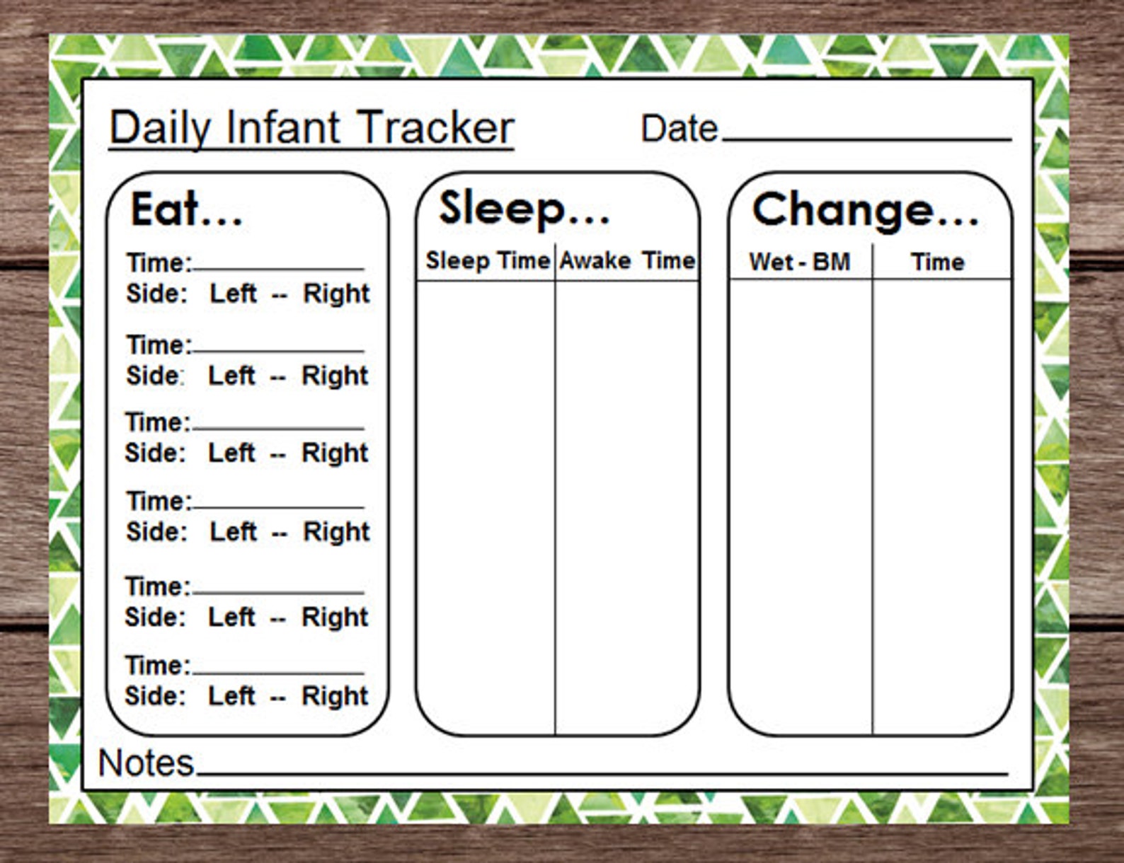 Eat Sleep Change Daily Infant Tracker - Baby Planner Bottle ...