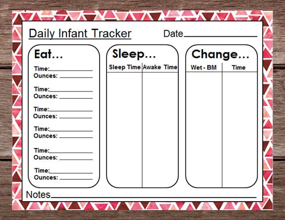 Eat Sleep Change Daily Infant Tracker Baby Planner Bottle Breastfeeding ...